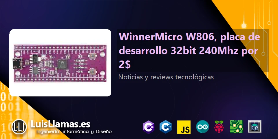 WinnerMicro W806, placa de desarrollo 32bit 240Mhz por 2$
